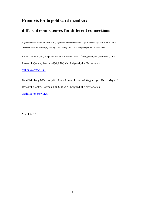 (PDF) From visitor to gold card member: different competences for ...