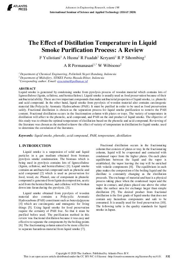 (PDF) The Effect of Distillation Temperature in Liquid Smoke ...