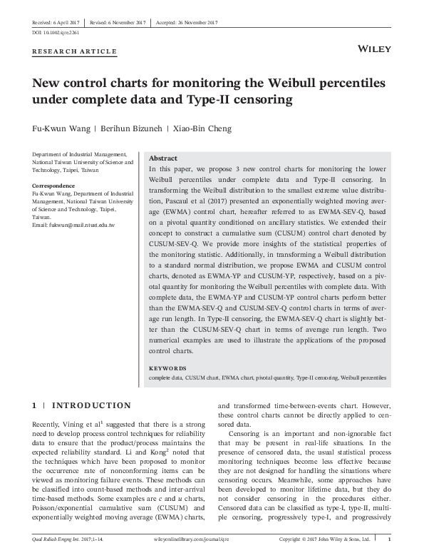 (PDF) New control charts for monitoring the Weibull percentiles under complete data and Type-II ...