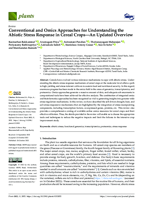 (PDF) Conventional and Omics Approaches for Understanding the Abiotic Stress Response in Cereal ...
