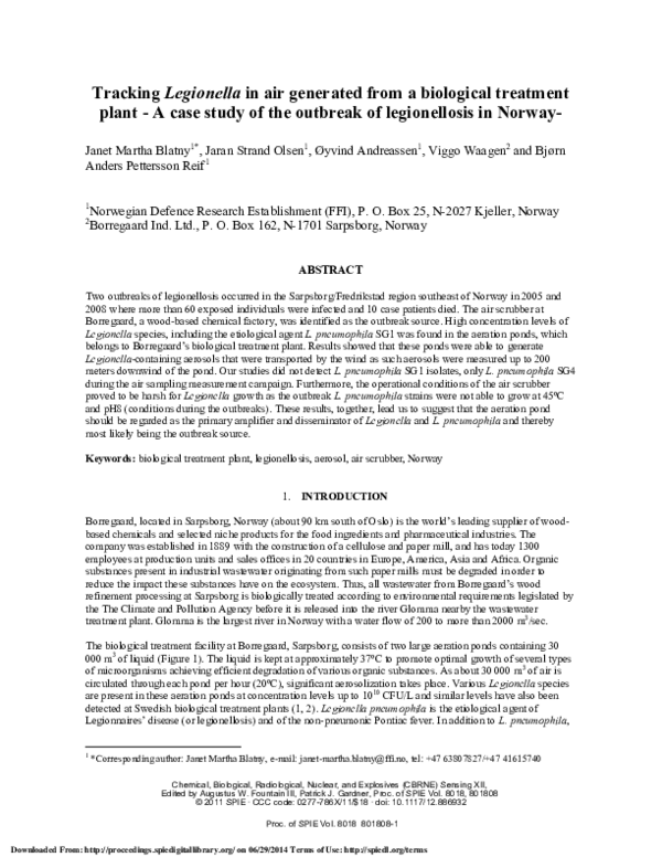 (PDF) Tracking Legionella in air generated from a biological treatment ...