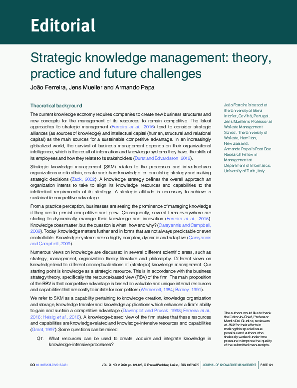 (PDF) Do environmental management systems affect the knowledge management process? The impact on ...