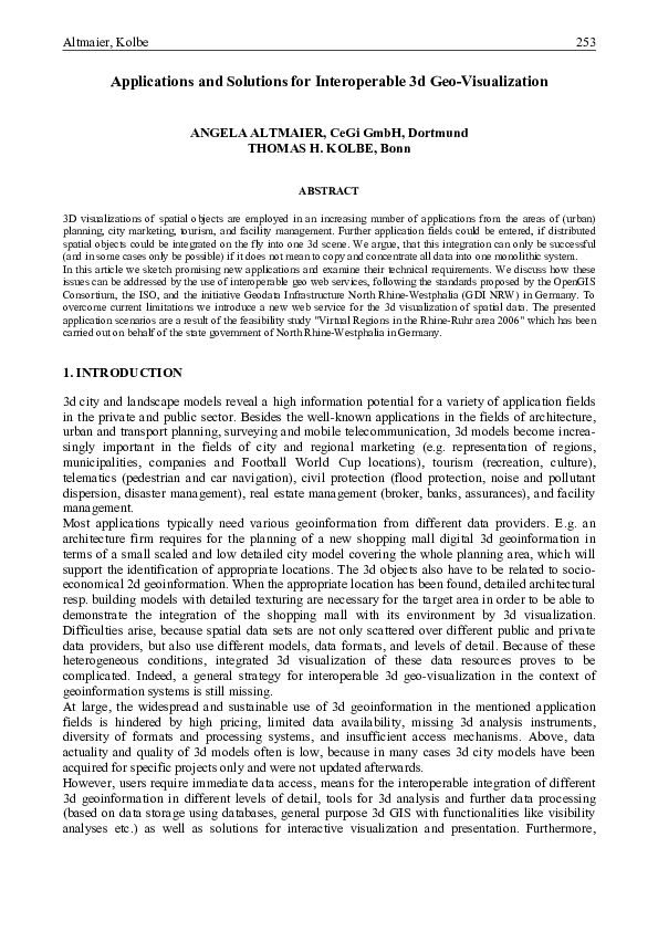 (PDF) Applications and solutions for interoperable 3D geo-visualization