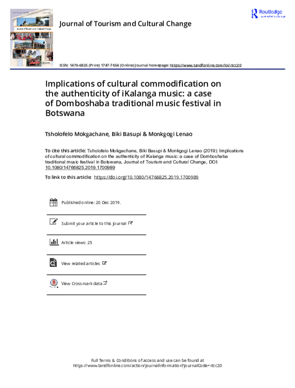 (PDF) Implications of cultural commodification on the authenticity of ...