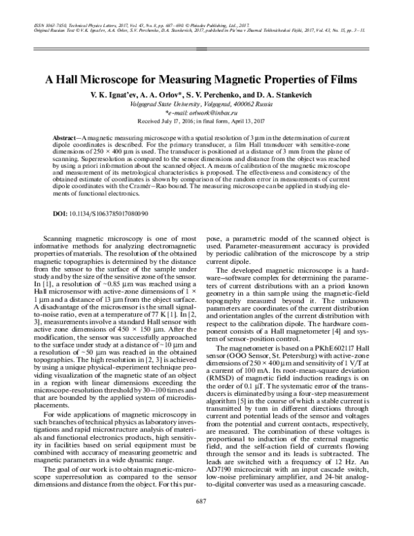 (PDF) A hall microscope for measuring magnetic properties of films