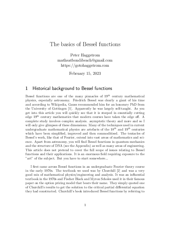 Pdf The Basics Of Bessel Functions