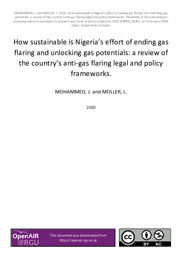 (PDF) How sustainable is Nigeria’s effort of ending gas flaring and ...