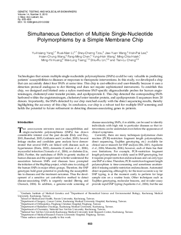 (PDF) Simultaneous Detection of Multiple Single-Nucleotide ...