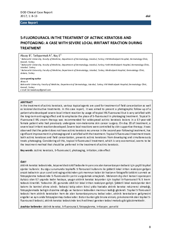 (PDF) 5-FLUOROURACIL in the Treatment of Actinic Keratosis and ...