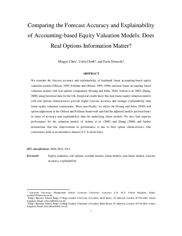 (PDF) Comparing the Forecast Accuracy and Explainability of Accounting ...