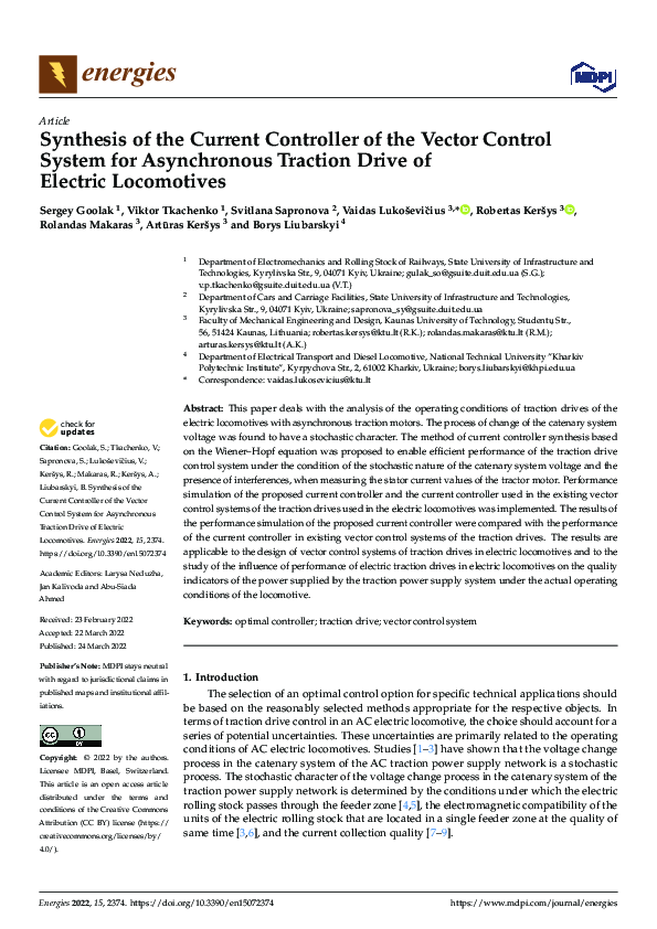 (PDF) Synthesis of the Current Controller of the Vector Control System for Asynchronous Traction ...