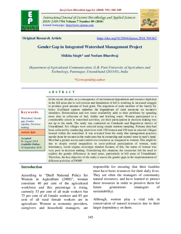 (PDF) Gender Gap in Integrated Watershed Management Project