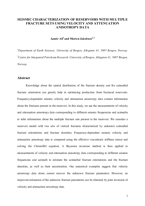 (PDF) Fracture Characterization in Reservoirs via Anisotropy Data