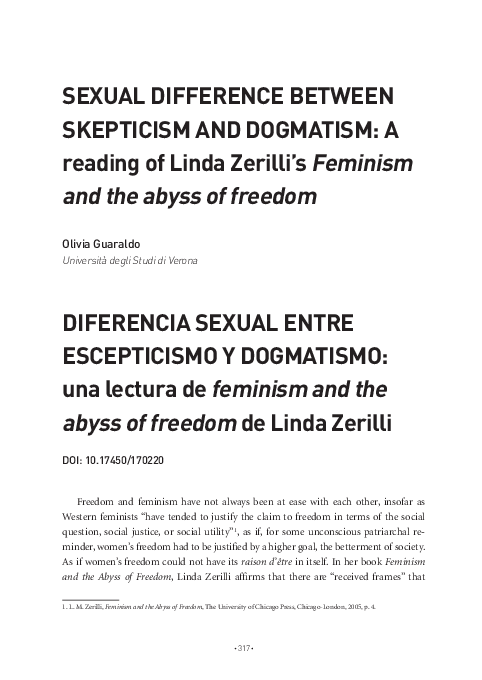 (PDF) SEXUAL DIFFERENCE BETWEEN SKEPTICISM AND DOGMATISM: A reading of ...