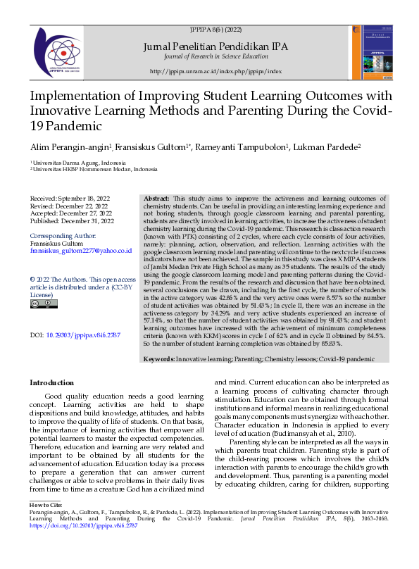(PDF) Implementation of Improving Student Learning Outcomes with Innovative Learning Methods and ...