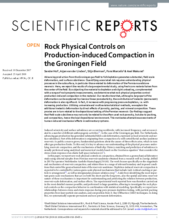 (PDF) Rock Physical Controls on Production-induced Compaction in the ...