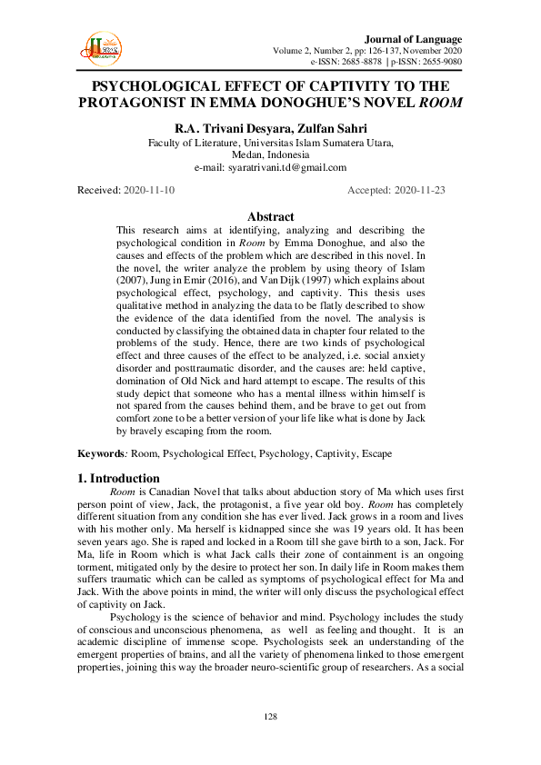 (PDF) Psychological Effect of Captivity to the Protagonist in Emma ...