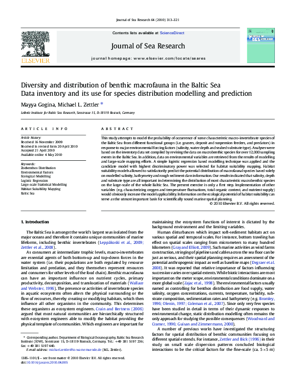 (PDF) Diversity and distribution of benthic macrofauna in the Baltic Sea