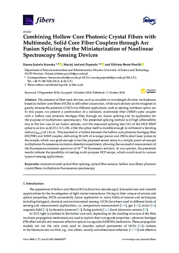 (PDF) Combining Hollow Core Photonic Crystal Fibers with Multimode ...
