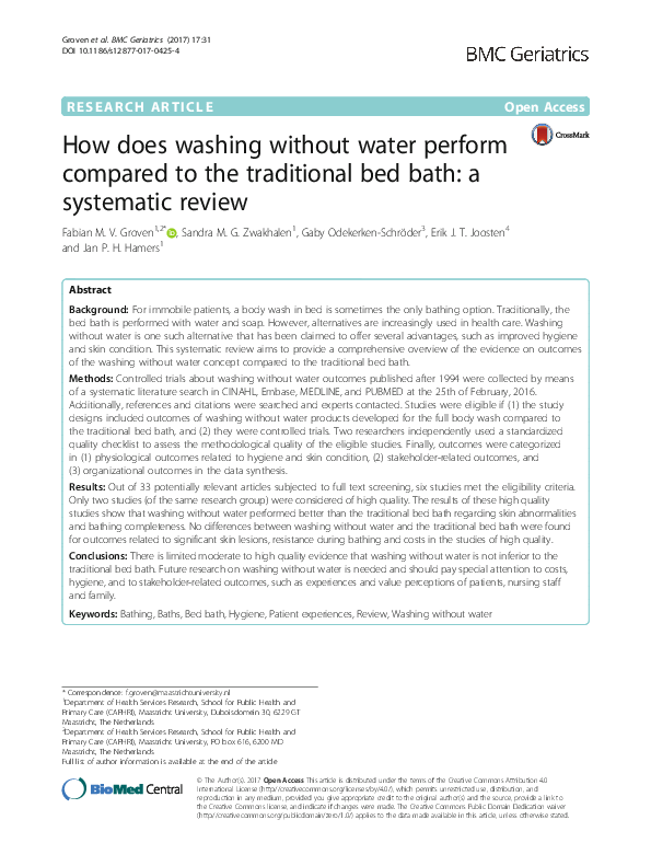 (PDF) How does washing without water perform compared to the ...