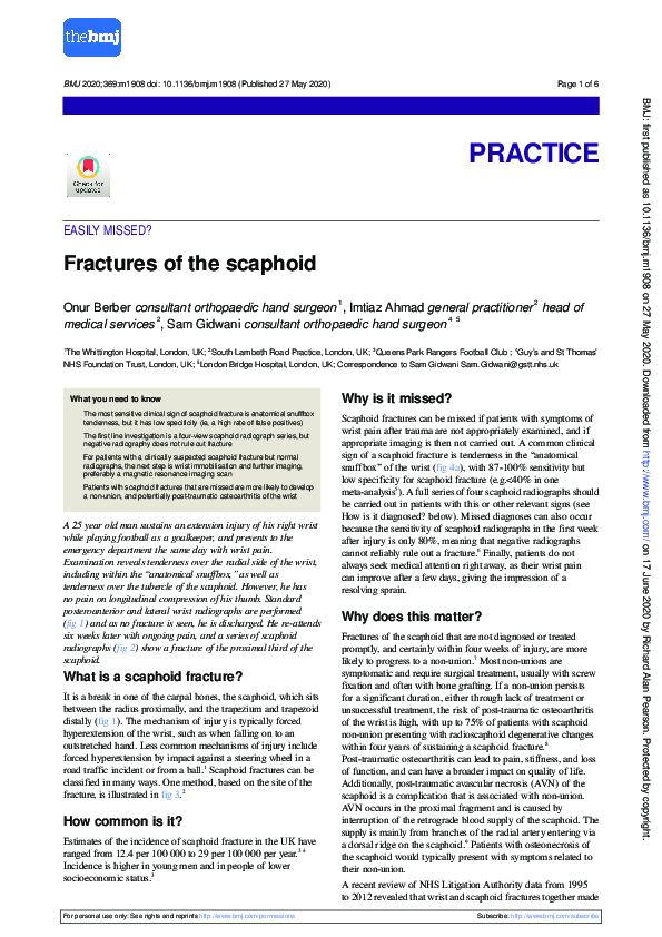 (PDF) Fractures of the scaphoid