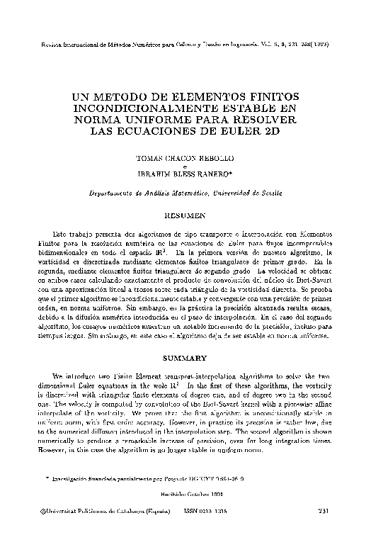 (PDF) Un método de elementos finitos incondicionalmente estable en ...