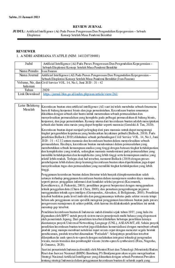 (DOC) REVIEW JURNAL JUDUL: Artificial Intelligence (Ai) Pada Proses ...