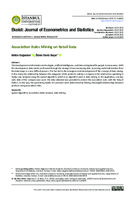 (PDF) Association Rules Mining on Retail Data