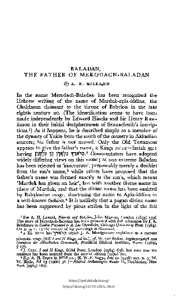 (PDF) Baladan, The Father of Merodach-Baladan