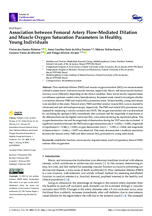 (PDF) Association between Femoral Artery Flow-Mediated Dilation and ...