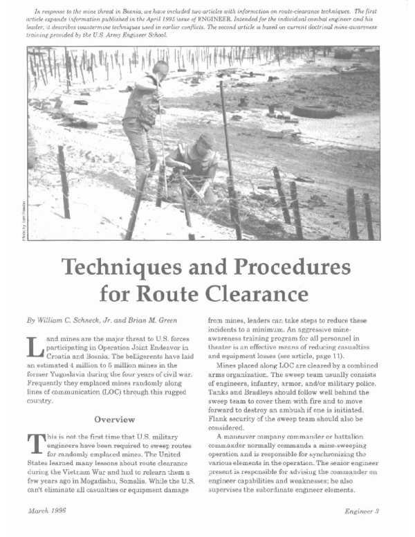 (PDF) Techniques and Procedures for Route Clearance