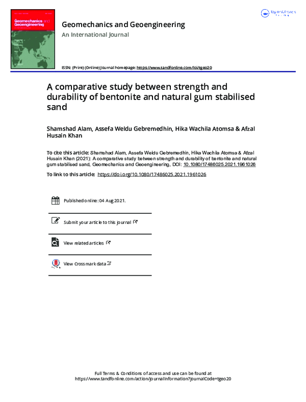 (PDF) A comparative study between strength and durability of bentonite ...