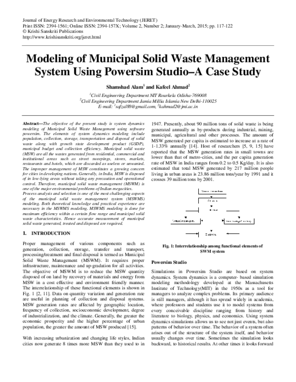 (PDF) Modeling of Municipal Solid Waste Management System Using ...