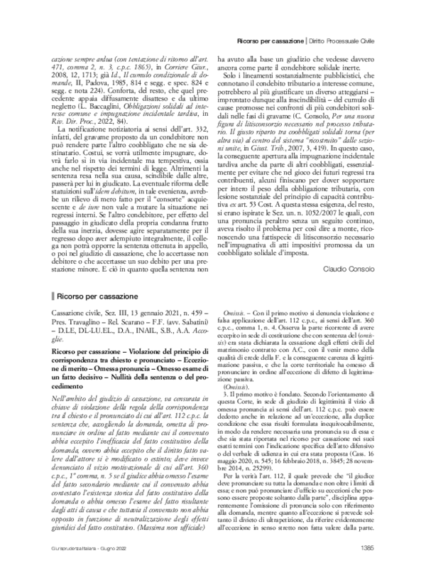 (PDF) L’omesso esame di un fatto impeditivo, modificativo o estintivo ...