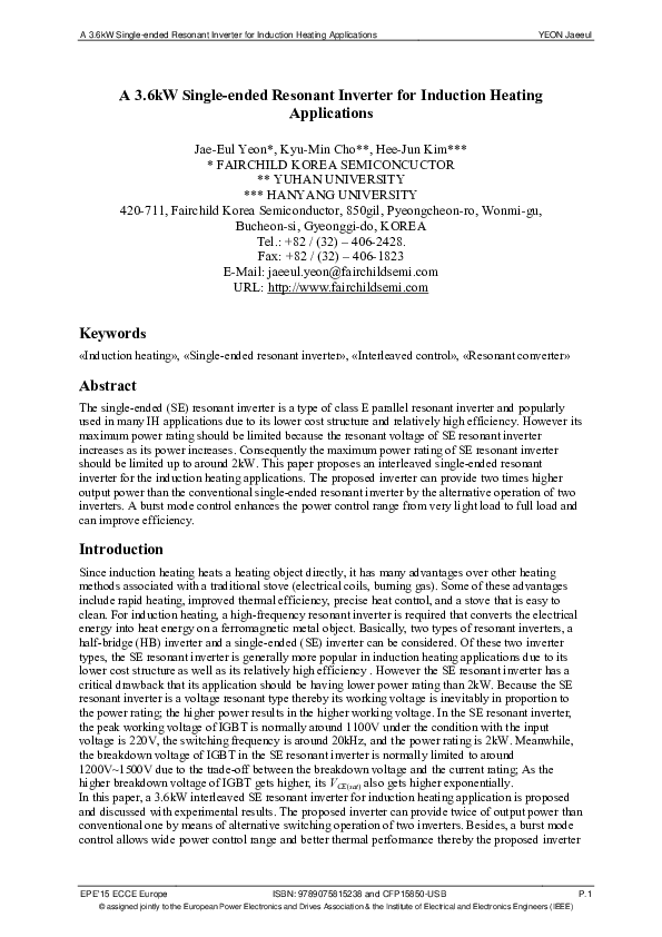 (PDF) A 3.6kW single-ended resonant inverter for induction heating ...