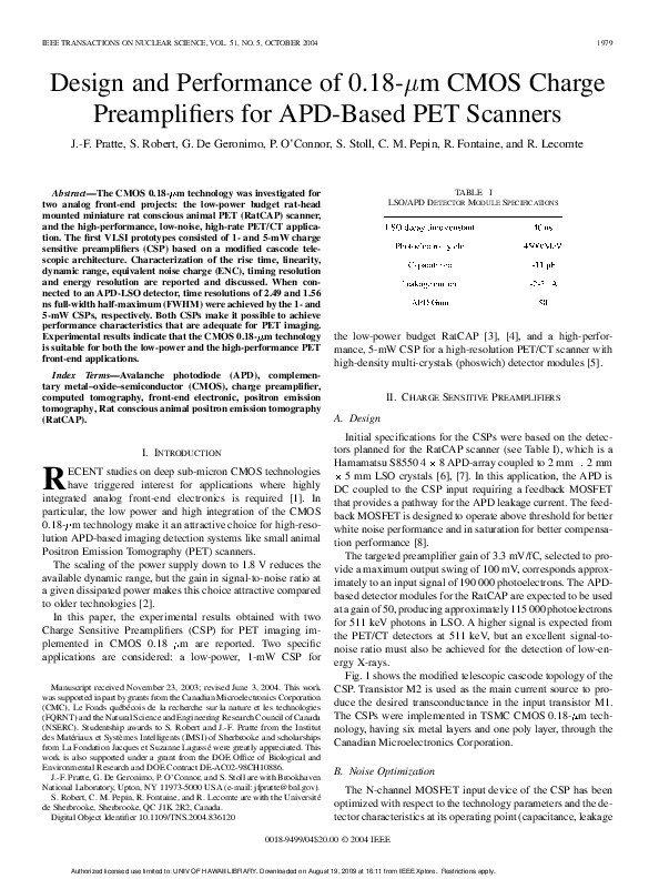 (PDF) Design and performance of 0.18-/spl mu/m CMOS charge ...