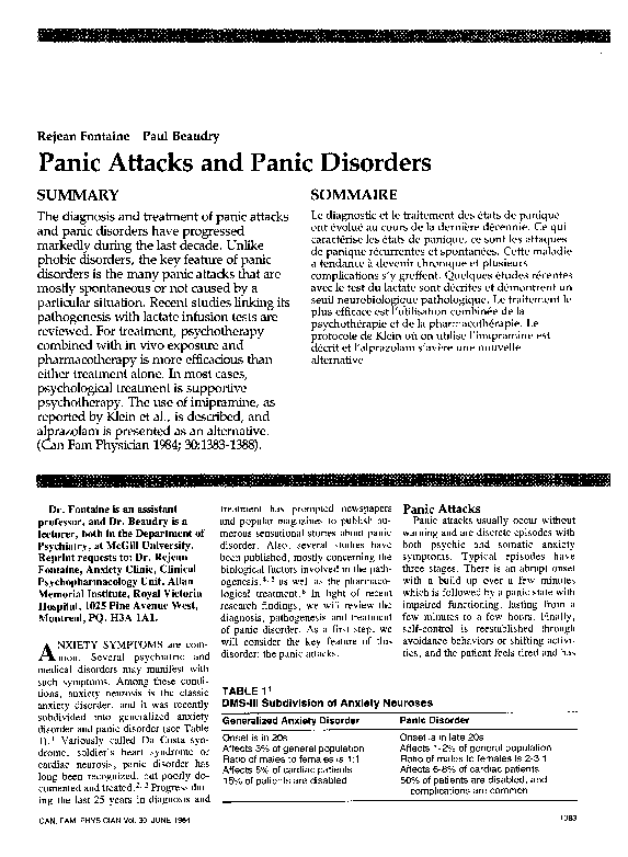 (PDF) Panic attacks and panic disorders