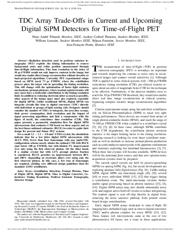 (PDF) TDC Array Tradeoffs in Current and Upcoming Digital SiPM ...