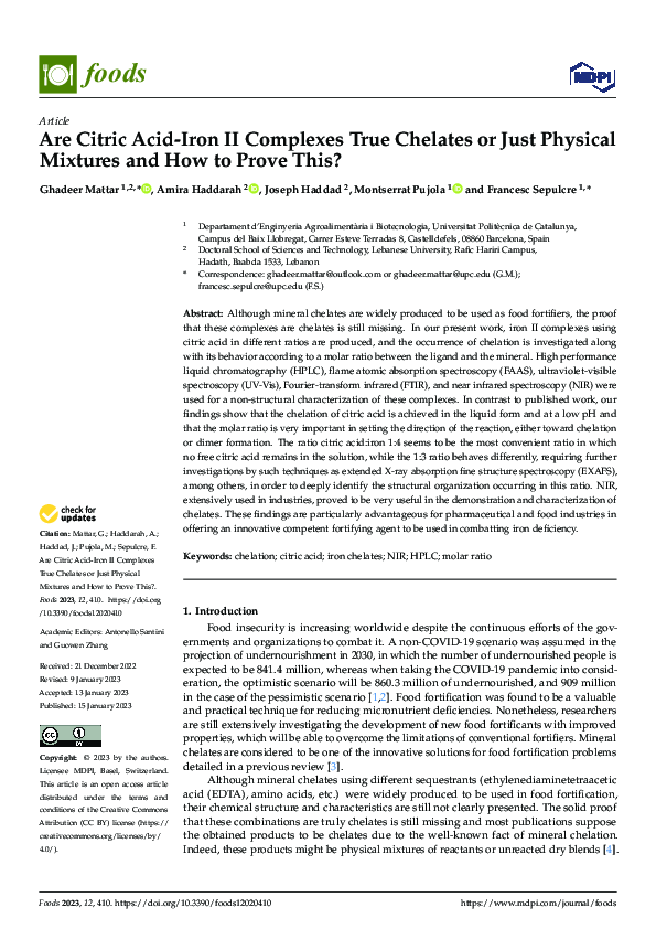 (PDF) Are Citric Acid-Iron II Complexes True Chelates or Just Physical ...