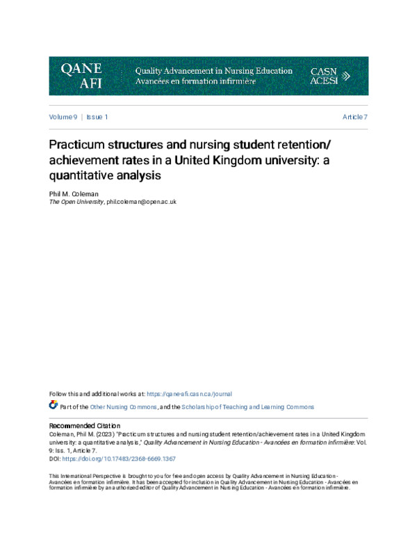 (PDF) Practicum structures and nursing student retention/achievement ...