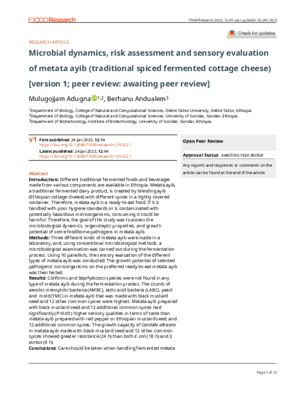 (PDF) Microbial dynamics, risk assessment and sensory evaluation of ...