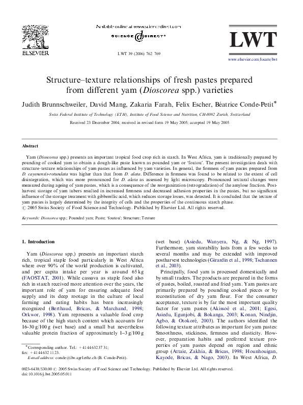 (PDF) Structure–texture relationships of fresh pastes prepared from ...
