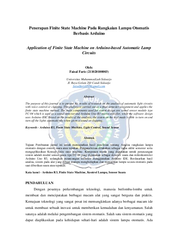 (PDF) Penerapan Finite State Machine Pada Rangkaian Lampu Otomatis ...