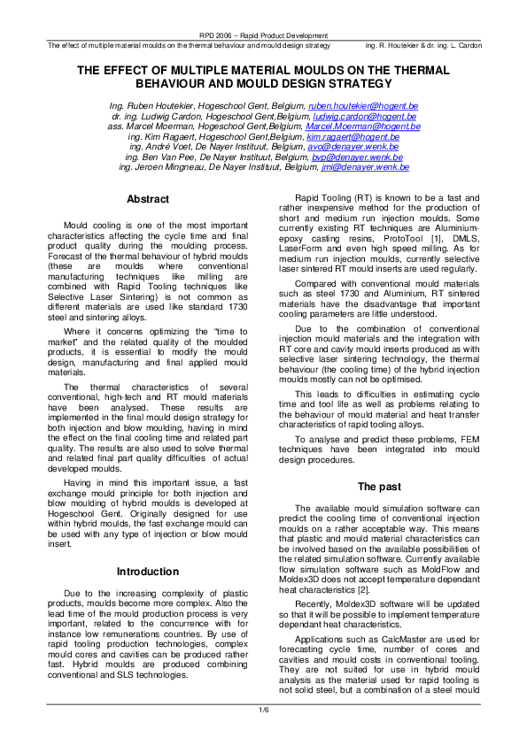(PDF) The effect of multiple material moulds on the thermal behaviour ...