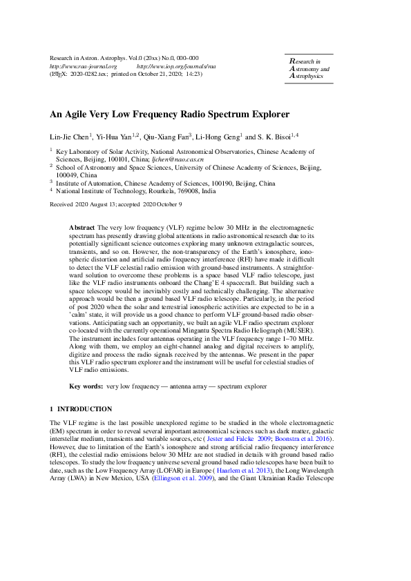 (PDF) An agile very low frequency radio spectrum explorer