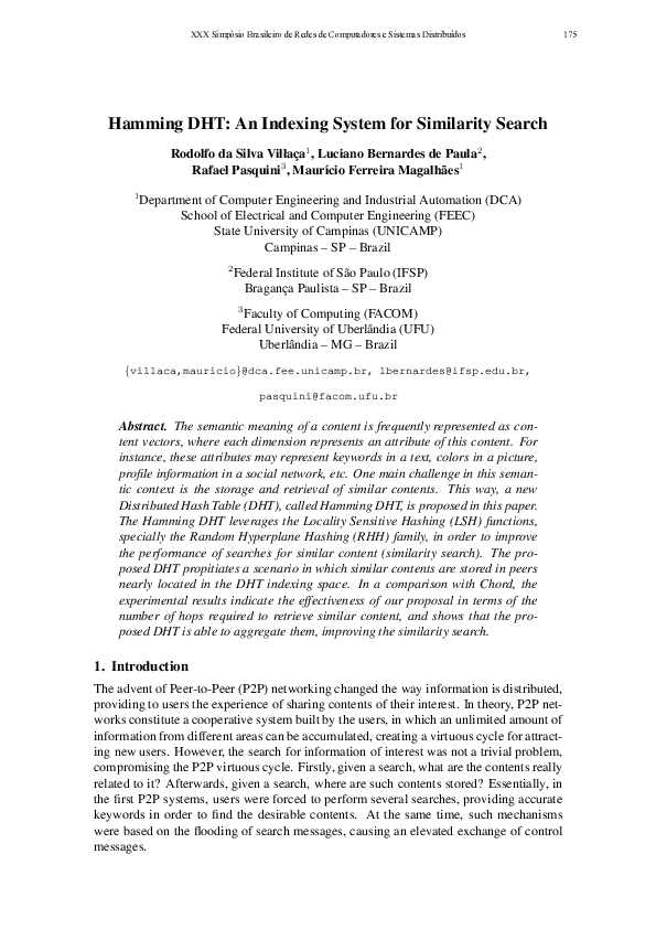 (PDF) Hamming DHT: An Indexing System for Similarity Search