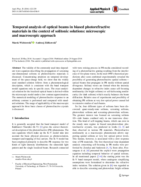 (PDF) Temporal analysis of optical beams in biased photorefractive materials in the context of ...