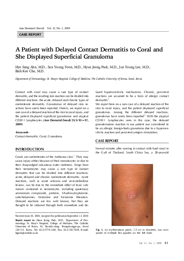 (PDF) A patient with delayed contact dermatitis to coral and she ...