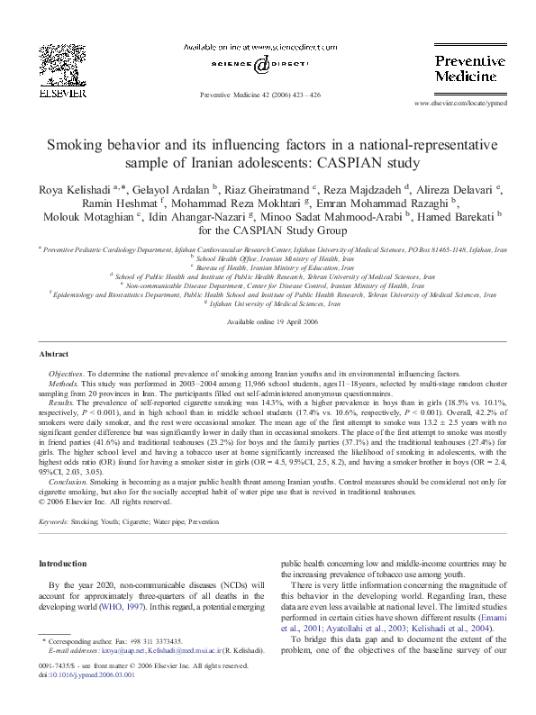 (PDF) Smoking behavior and its influencing factors in a national ...