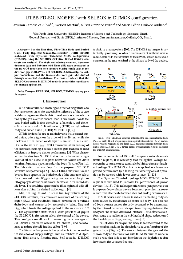 (PDF) UTBB FD-SOI MOSFET with SELBOX in DTMOS Configuration